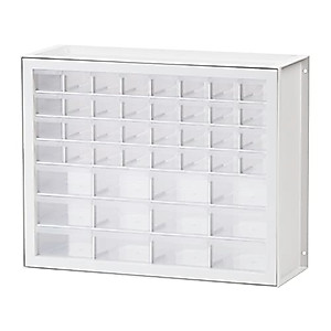IRIS USA 44 Drawer Stackable Storage Cabinet for Hardware Crafts and Toys, 19.5-Inch W x 7-Inch D x 15.5-Inch H, White - Small Brick Organizer Utility Chest, Scrapbook Art Hobby Multiple Compartment