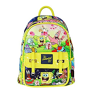 KBNL SpongeBob 11 inch Faux Leather Mini Backpack - A21343, Multicolor, Small