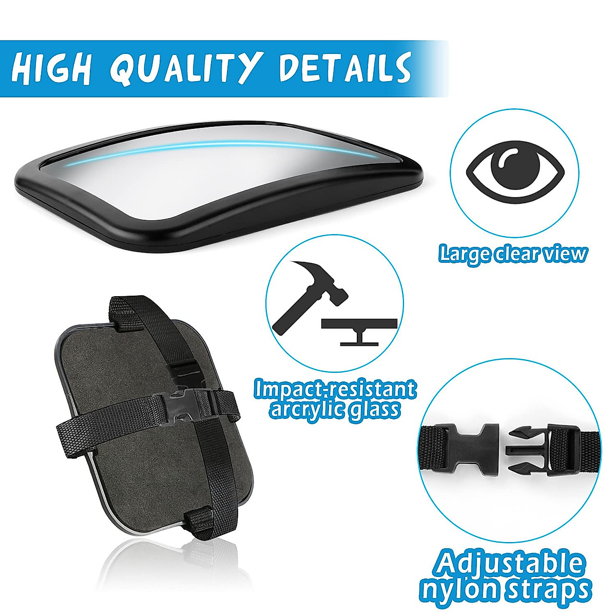 Srnede Baby Car Mirror Baby Rear Facing Seat Mirror for Infant Child with Wide Crystal Clear View Shatterproof