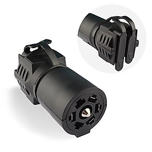 CXCCOI Upgrade Version 2 in 1 Trailer Plug Adapter for 7 Pin Round to 4 or 5 Flat Blade Trailer Connector with Dustproof Cover Plug-N-Play Suitable for Towing RV/Trailers
