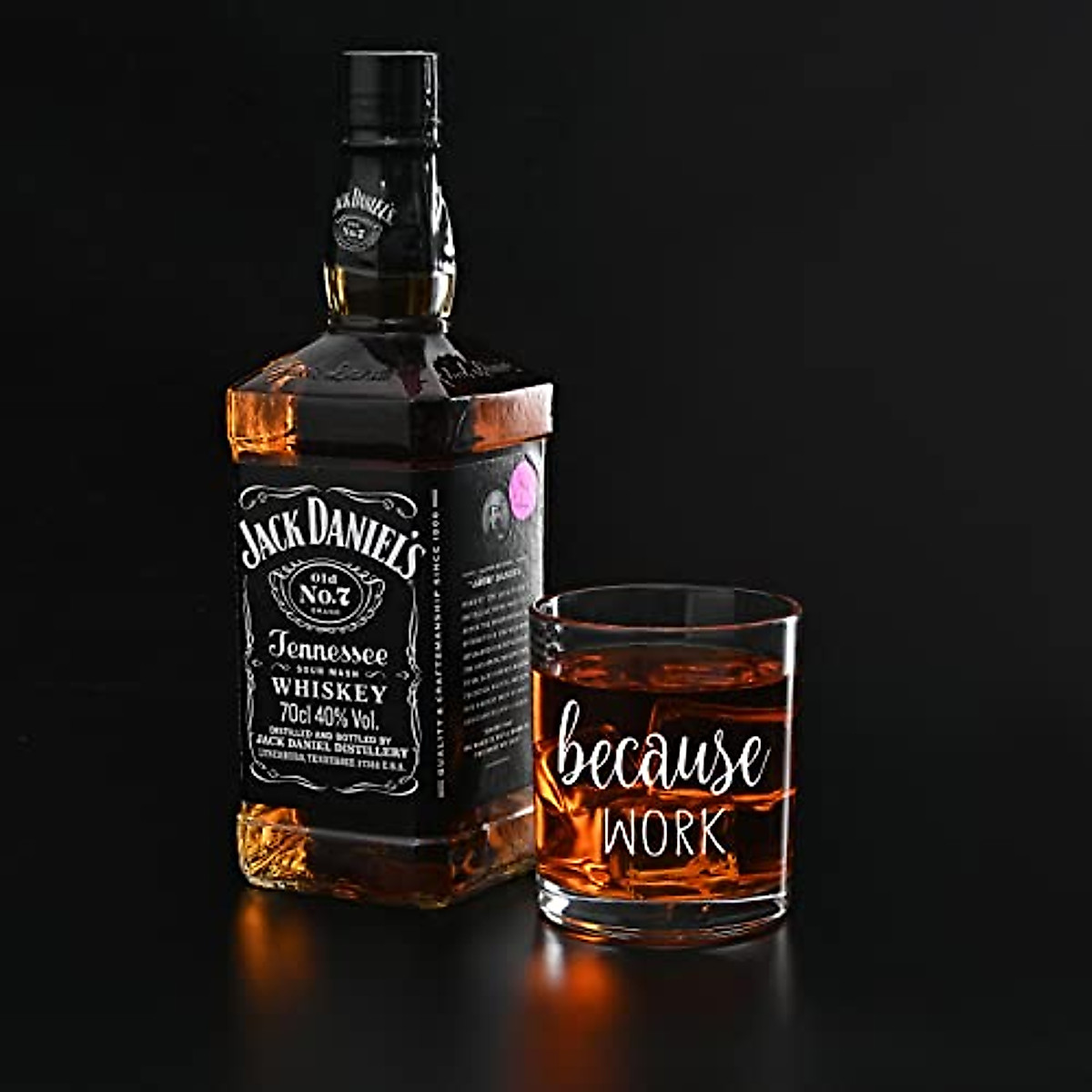 DAZLUTE Coworker Gift, Because Work Whiskey Glass, Funny Boss Day Gift Christmas Gift Office Gift Birthday Gift for Coworker Boss Friends Women or Men, 10Oz Coworker Old Fashioned Glass