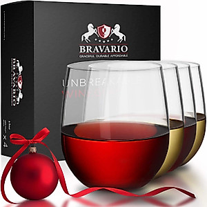 Bravario Unbreakable Glasses Bundle | 4 Wine, 4 Whiskey, 4 Champagne | Shatterproof 100% Tritan Plastic | Dishwasher-Safe | BPA-free | Awesome for Indoor & Outdoor, Gifts & Holidays