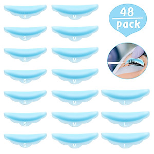 Hicarer 48 Pieces Lash Lift Rods Silicone Eyelash Pads Raise Eyelashes Perming Curler Rods (Small, Medium, Large), Silicone Lash Lift Shields for Eye Supplies Makeup Tool(Blue)