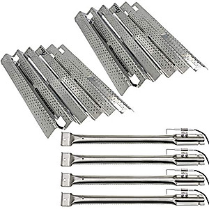 Hisencn Repair Kit for Costco Kirkland 720-0432, Nexgrill 720-0193, 720-0432 Gas Grill Models, Grill Burner Tube Pipe, Heat Plate Tent Shield Burner Cover, Igniter Electrode Replacement Parts