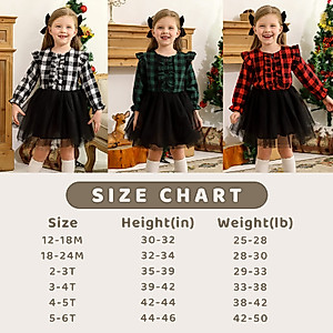 YOUNGER TREE Toddler Kids Girls Clothes Christmas Dress Ruffle Red Plaid Black Mesh Skirt Outfits Overall Fall Winter (3-4T, Black White Plaid mesh Dress)