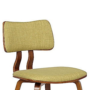 Armen Living Jaguar Dining Chair in Green Fabric and Walnut Wood Finish 20D x 18W x 29H in