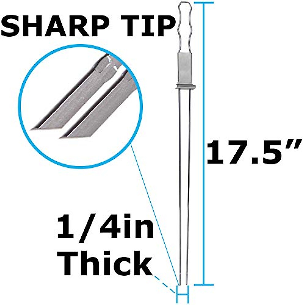 Blue Donuts 10 Pack Kabob Skewers for Grilling 17 Inch Kabob Skewers with Push Bar, Stainless Steel Skewers with Comfortable Handle Grip, BBQ Grilling Accessories