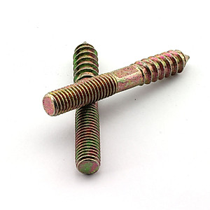 RuiLing 8 Pack M10 Hanger Bolts Double Headed Bolts Self-Tapping Screw M10 Length 3 Inch Hanger Bolts for Furniture