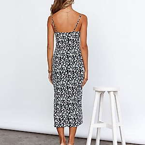 Cute Summer Dresses for Women Women's Summer Casual Monochrome Print Sexy Off The Shoulder Sling Slit Bag Buttock Dress Black