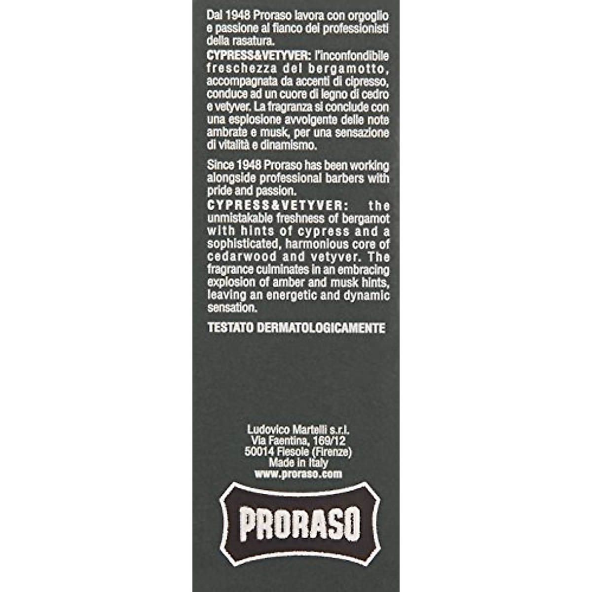 Proraso Eau De Cologne, Cypress and Vetyver, 3.4 Fl Oz