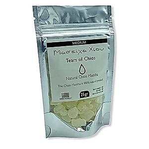Chios Mastiha Pack 25gr (0.88oz) Medium Tears Gum 100% Natural Mastic Gum From Mastic Growers Fresh