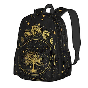 famliihw Tree Sun and Moon Phase Backpack Bookbag Laptop Backpacks Multipurpose Daypack for Boys Girls School Men Women Travel Hiking