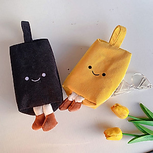 Funnytek Smile Pencil Pouch - Large Capacity Kawaii Pencil Case Soft Corduroy Cosmetic Bag Durable Pencil Bag, Cute Travel Makeup Bag, Stationary Organizer Pouch Women Handbags (Yellow)