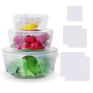 [5 Pieces] Silicone Reusable Microwave Food Cover | Food Storage Silicone Lids | Plastic Wrap For Food | Microwave Splatter Cover | Dishwasher Safe, BPA Free, Non Toxic Kitchen Gadgets