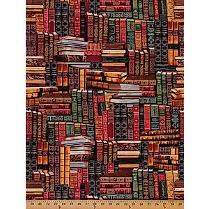 Library Books Book Stack Stacks Libraries Librarian Cotton Fabric Print D570.07
