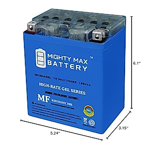 Mighty Max Battery YB12A-AGEL -12 Volt 12 AH, 165 CCA, GEL Type, Rechargeable Maintenance Free SLA AGM Motorcycle Battery
