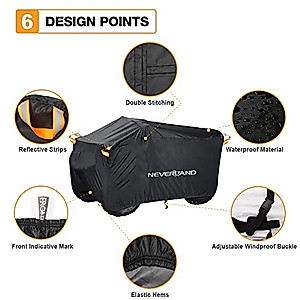 NEVERLAND ATV Cover Waterproof Heavy Duty 4 Wheeler Cover Quad Cover All Season Weather Proof Outdoor UV Protection for Polaris Kawasaki Yamaha Suzuki Honda (Black Large)
