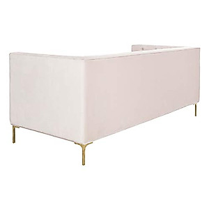 Safavieh Couture Home Vydia Glam Blush Pink Velvet and Gold Tufted Sofa