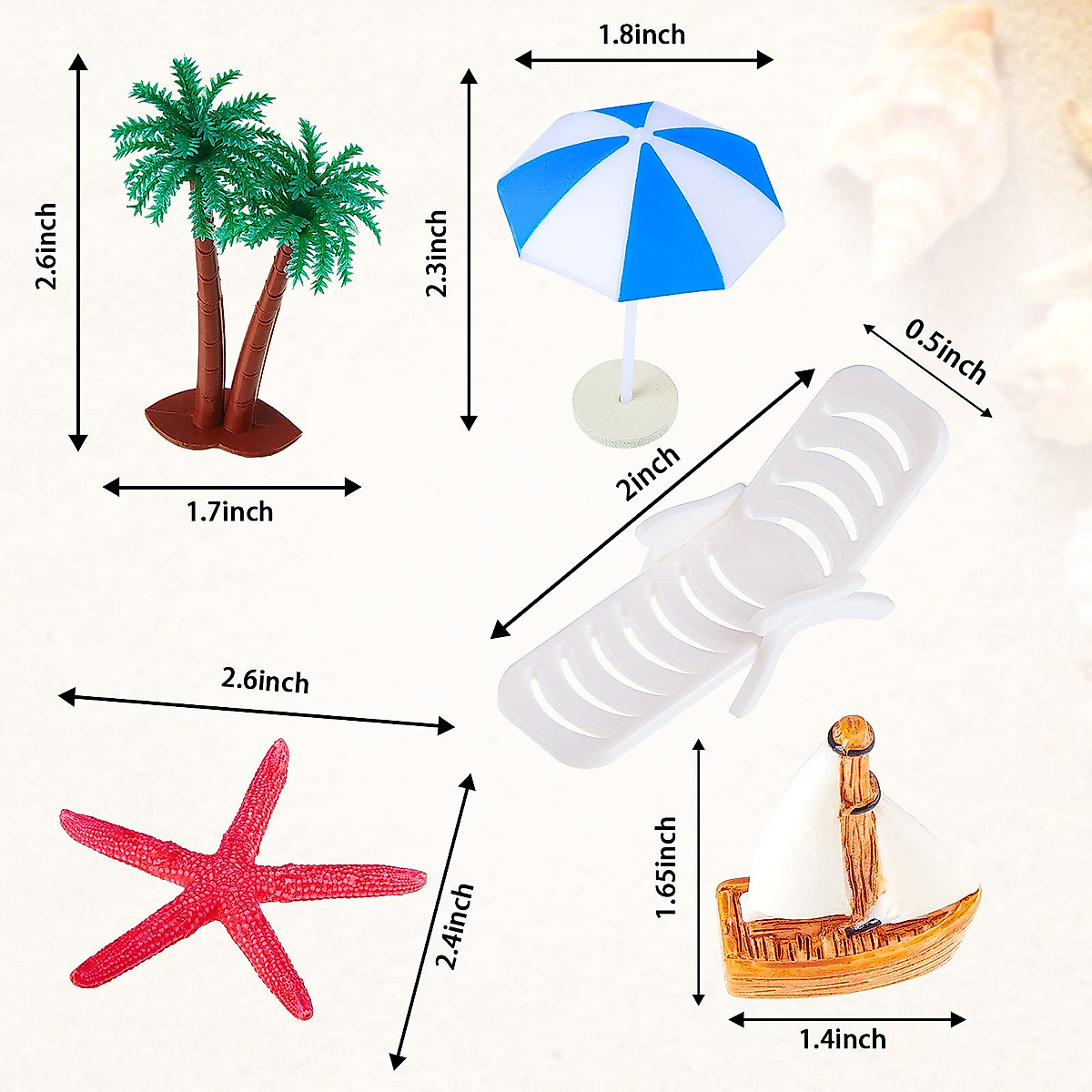 24 Pieces Cake Decoration Green Palm Tree Summer Beach Chair Umbrella cake toppers for hawaiian beach Theme Birthday Wedding Baby Shower Party Supplies