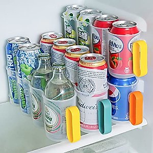 DNIEBW Refrigerator Organizer Bins 3 Pack Soda Can Organizer for Refrigerator Clear Stackable Can Holder Dispenser with Handle for Fridge, Pantry, Freezer - Canned Food Pantry Storage Rack 12 Cans