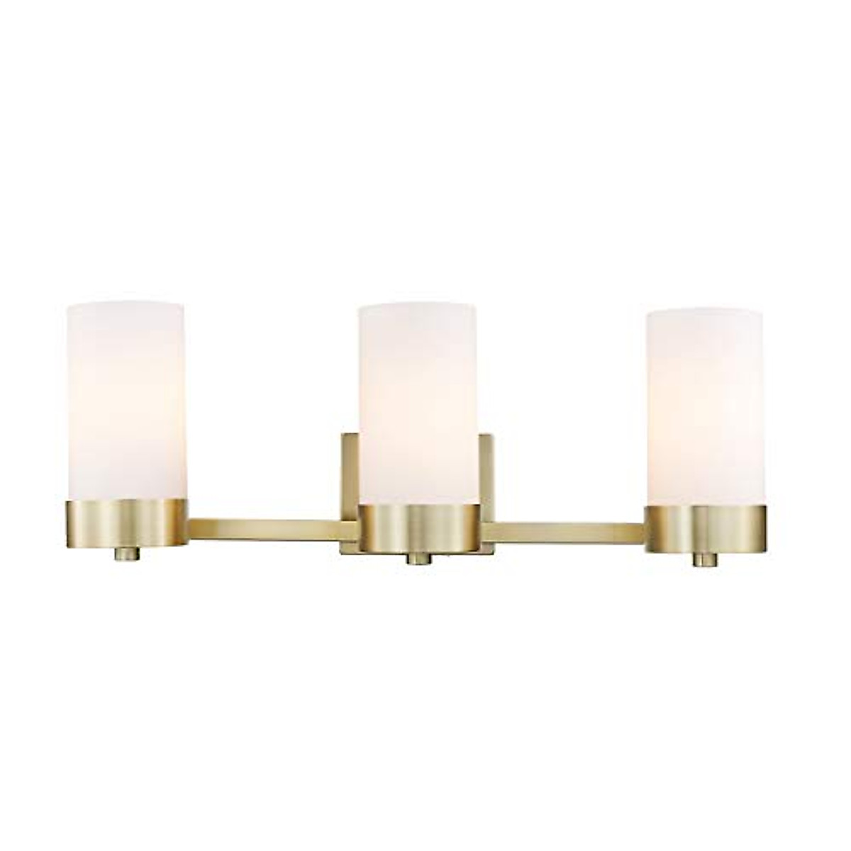 Globe Electric 51616 Marcie 3-Light Vanity Light, Matte Brass, Frosted Glass Shades