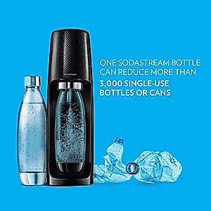 SodaStream Fizzi Sparkling Water Maker Bundle (Black), with CO2, BPA free Bottles, and 0 Calorie Fruit Drops Flavors