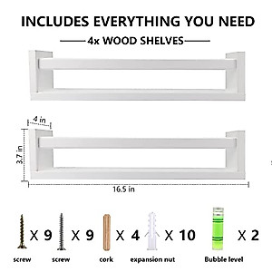 ZLchair BOMID Nursery Shelves,Wall Bookshelves for Kids,Wood Floating Book Shelves Set of 2,Nursery Book Shelves for Wall?White?