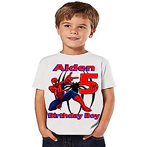 Custom Spider Birthday Shirt with Any Name and Age Family Spider Birthday Shirts Handmade Kids Party Spider Birthday