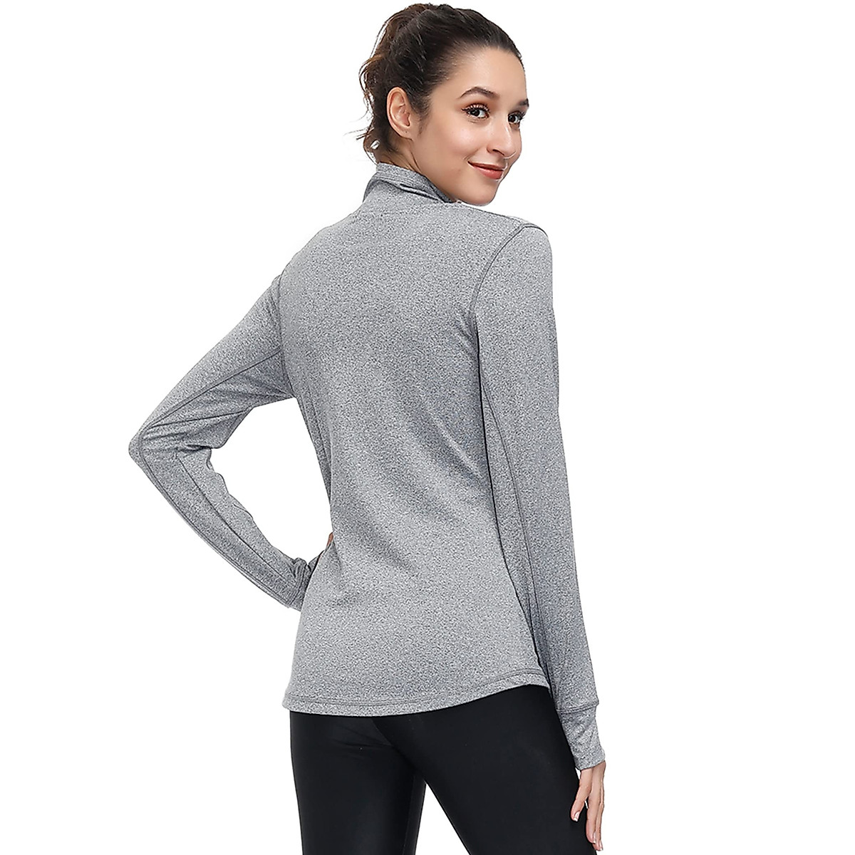 Dolcevida Womens Sports Jackets Zip Up Workout Yoga Jacket with Pockets