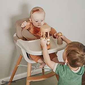 3-in-1 Convertible Wooden High Chair,Baby High Chair with Adjustable Legs & Dishwasher Safe Tray, Made of Sleek Hardwood & Premium Leatherette, Brown Color