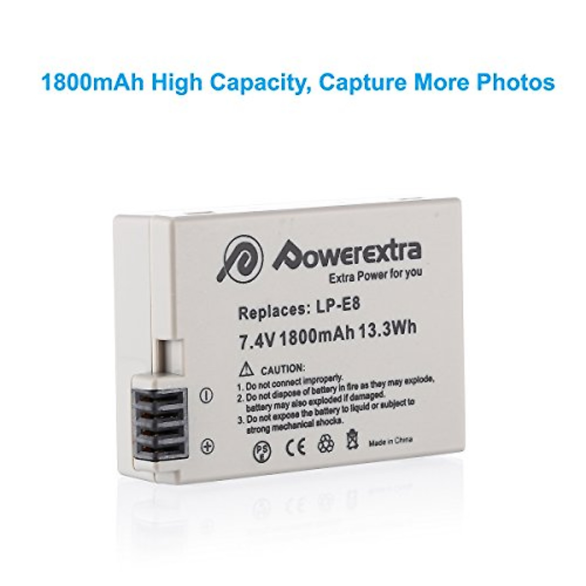Powerextra LP E8 2 Pack 7.4V 1800mAh Li-ion Replacement Compatible with Canon LP-E8 Battery for Canon Rebel T3i, T2i, T4i, T5i, 600D, 550D, 650D, 700D, Kiss X5, X4, Kiss X6, LC-E8E