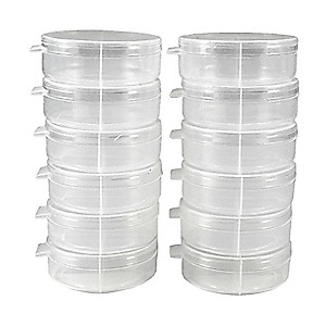 Tidy Crafts Clear Round Plastic Containers with Attached Lids -Pack of 12-2 1/2" Round