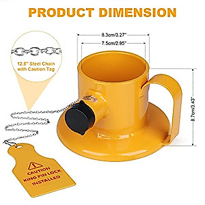 EZOOOOIU 5th Wheel King Pin Lock, Heavy Duty Steel Security Anti-Theft Lock with Bright Yellow Warning Caution Tag, 5th Wheel Lock for Semi/RVs/Container/Trailers