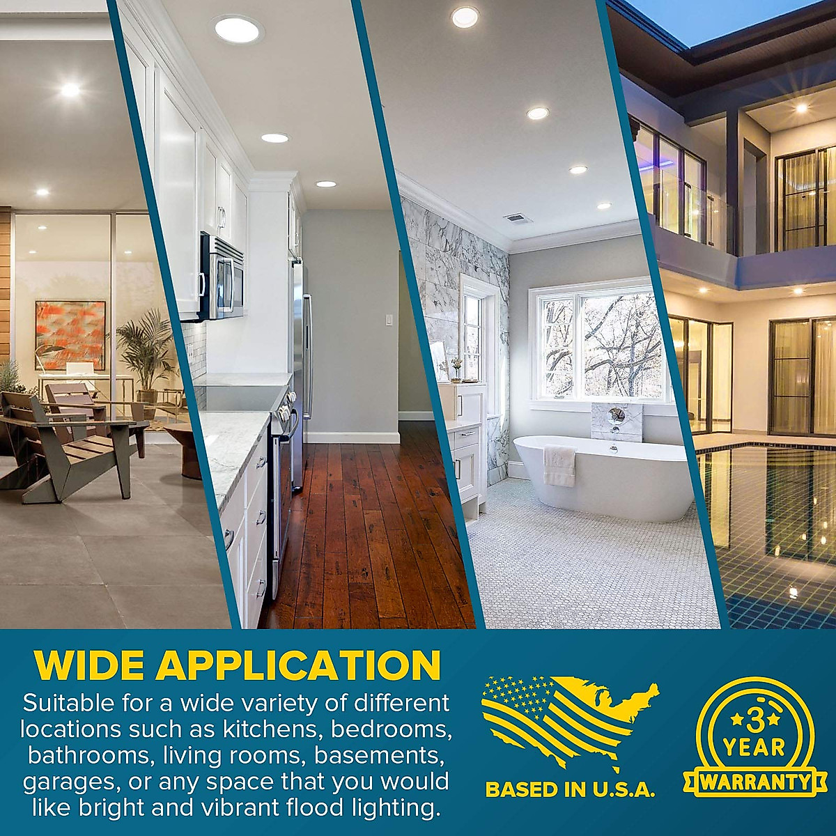 SUNPERIAN 6 Pack BR40 LED Light Bulbs, 13W=85W, 3500K Natural White, 1400 Lumens, Dimmable Flood Light Bulbs for Recessed Cans, Enclosed Fixture Rated, Damp Rated, UL Listed, E26 Standard Base