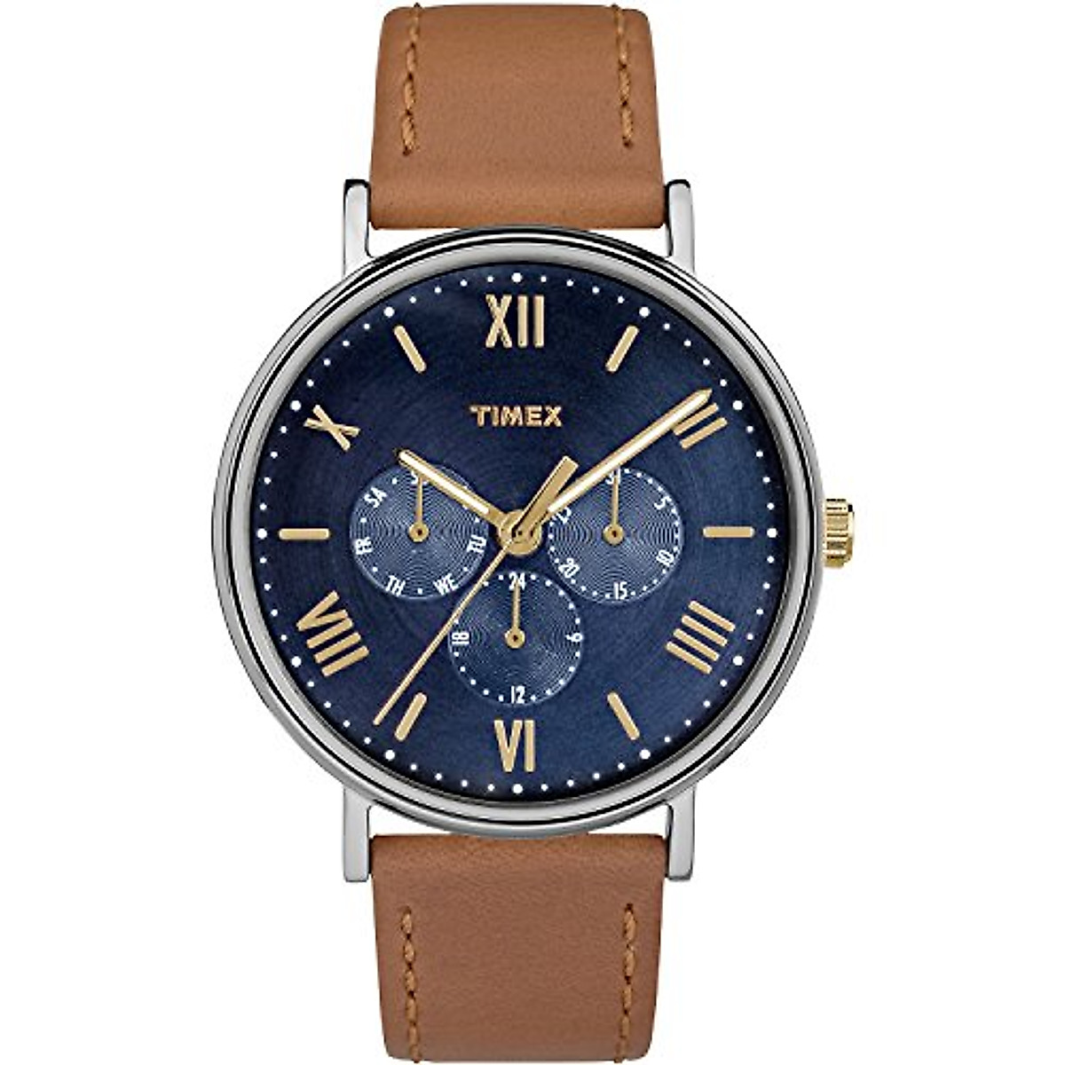 Timex Unisex TW2R29100 Southview 41mm Multifunction Tan/Blue Leather Strap Watch