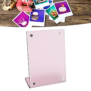 Jiawu Slanted Back Photo Frame, Self Standing Photo Frame Acrylic Multi Purpose Simple Operation for Office for Celebrity Mini Cards (Pink)