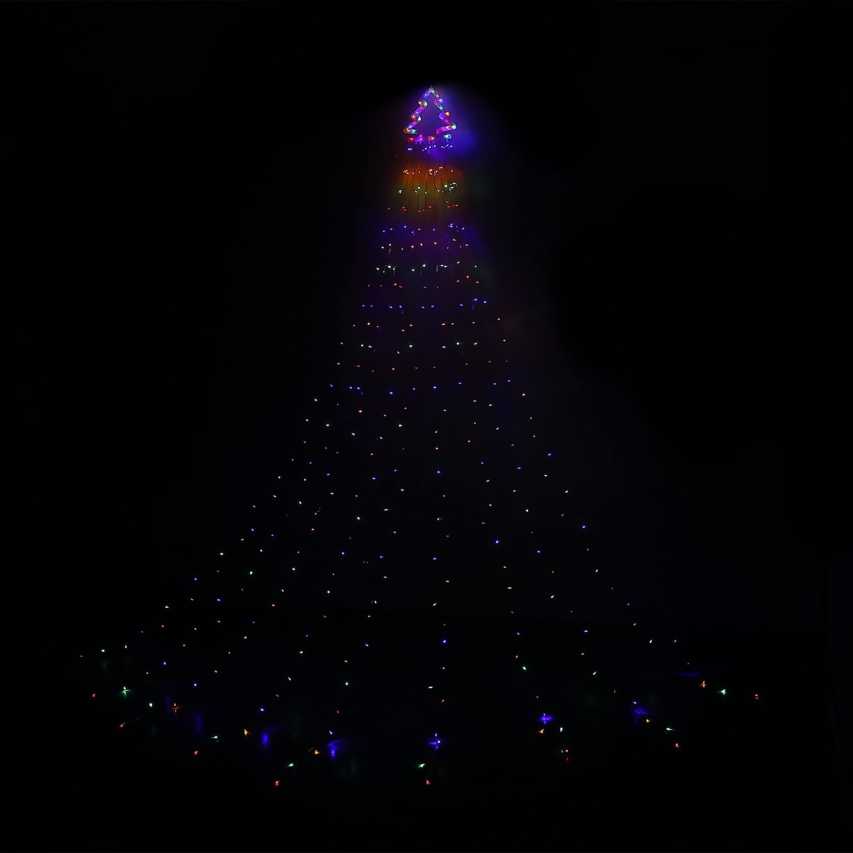 GIHOO Christmas Lights 317 LED 10FTX9 Outdoor Tree String Lights LED Icicle String Lights Christmas New Year Garland Outdoor for Bar Home Wedding Party Garden Christmas Tree Lights (Multi-Colored)