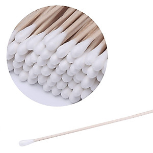 6" Cotton Swabs Wooden Handles Cotton Tipped Applicator Wood Sticks with Single Tip for Gun Cleaning, Wound Clean, Makeup, Removal Residue Tbestmax (500)