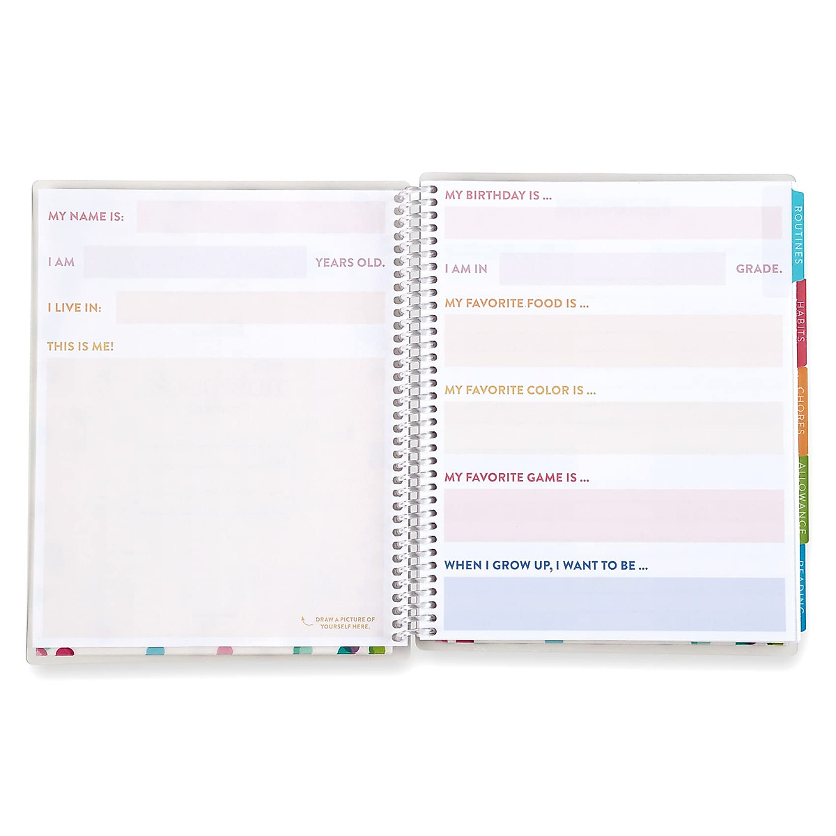 Erin Condren 7" x 9" Coiled Prompted Notebook - Kids Ultimate Checklist. 160 Perforated Pages of 80Lb Mohawk Paper. Age-Appropriate Trackers and Checklists with 6 Tabs