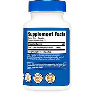 Nutricost Tudca 500mg, 30 Capsules (Tauroursodeoxycholic Acid) - Premium Quality, Gluten Free