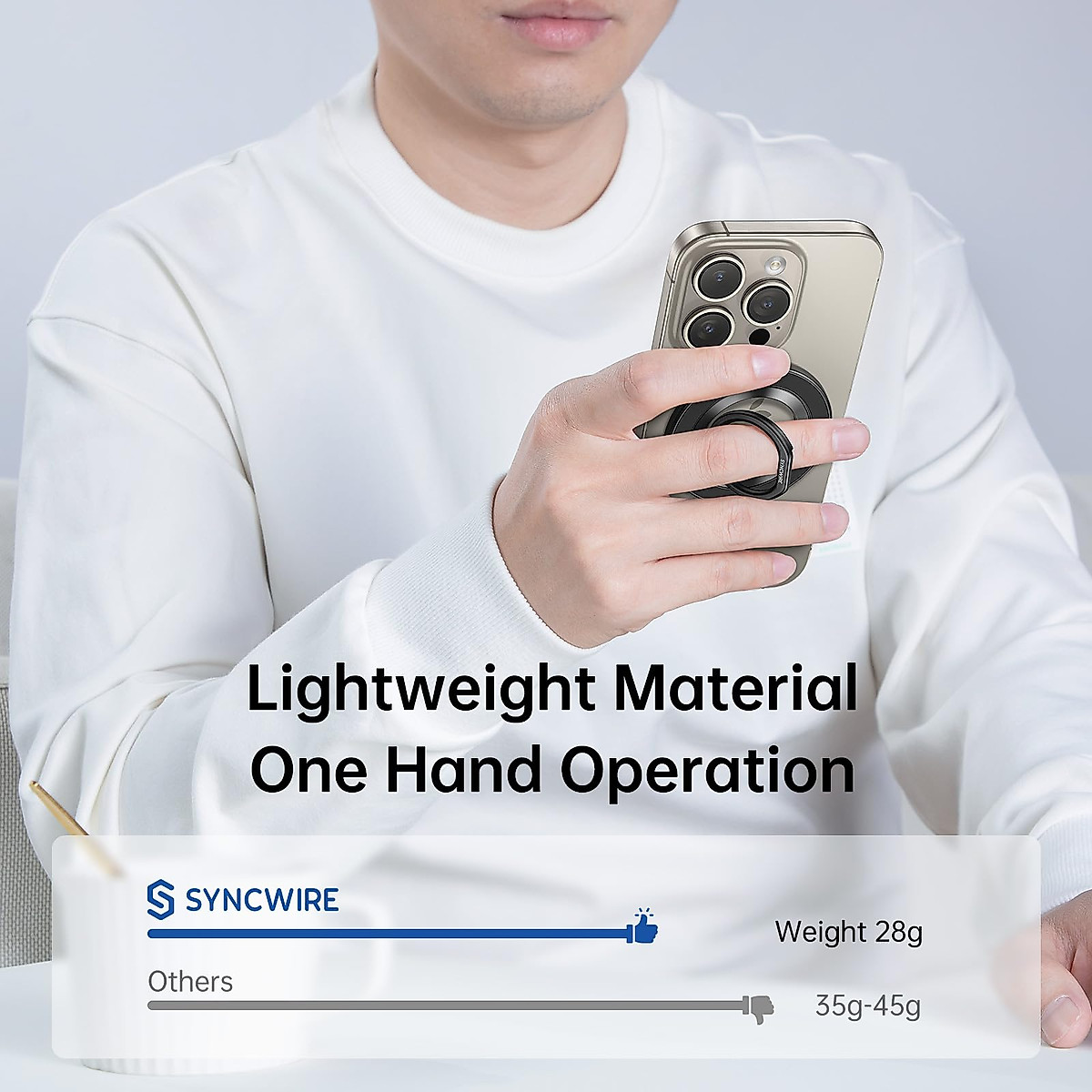 SYNCWIRE Upgraded Magnetic Phone Ring Holder for MagSafe, Magnetic Cell Phone Grip Stand Finger Ring Kickstand Two-Sided Magnetic Compatible with iPhone 16 Pro Max 15 14 13 12 MagSafe Accessories