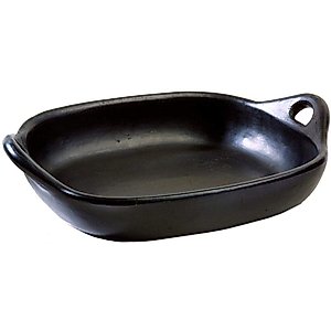 Chamba Black Clay Roasting Pan - Stylish Square Pan From Colombia, Clay Pot for Cooking, Oven Pan, Clay Cooking Pots, Roaster Pan, Elegant Cookware & Dinnerware, Medium Pans 10" x 9" x 2"