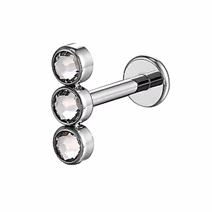 Piercingpops 6PCS 16G Tiny CZ Crystal Labret Piercing Stainless Steel Tragus Helix Lip Monroe Body Piercing Stud (6pcs Crystals Style) (Crystals Style)