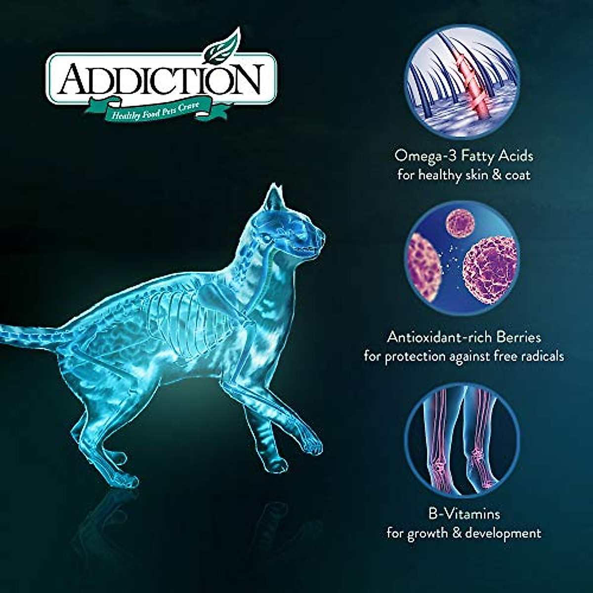 Addiction Grain-Free Duck Royale Entrée Dry Cat Food, Feline Beauty Formula Healthy Weight, Skin and Coat Health, Crafted in New Zealand - 4 lb