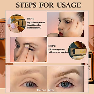 Oulac Waterproof Light Eyebrow Powder Kit with Brow Brush 2 in1 Long Lasting Instant Eyebrow Pomade & Powder Natural Makeup for Sparse Brows 3.2 g/0.11 oz (Golden Blonde）