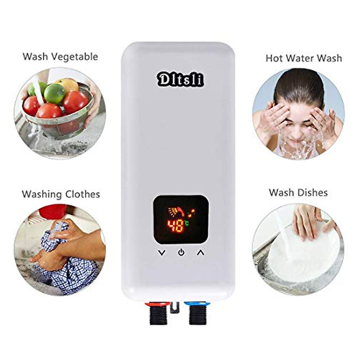 240V 5.5KW 4.5KW 3.5KW Instant Electric Hot Tankless Water Heater 3 Power Levels for Bathroom Kitchen RV Camping
