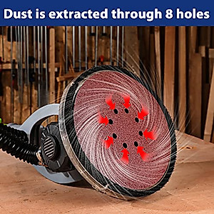 WORKPRO 9-Inch 8 Hole Hook-and-Loop Sandpaper 240 Grits, 20-Piece Grinding Abrasive Sanding Disc for Drywall Sander Wood Furniture Finishing (240 Grits - 20 Pcs)
