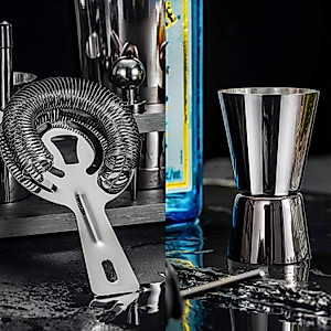 Soing 24-Piece Cocktail Shaker Set,Perfect Home Bartender Kit for Drink Mixing,Stainless Steel Bar Tools With Stand,Velvet Carry Bag & Recipes Cards Included (Black)