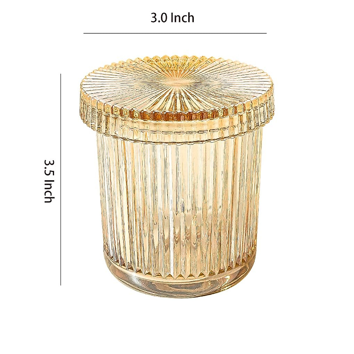 WAIT FLY Glass Cotton Swabs Dispenser with Lid Q-Tips Holder Bathroom Cup Bathroom Vanity Organizer-Amber-9 OZ