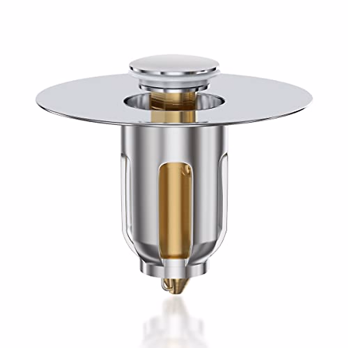 GOWIN Universal Bathroom Sink Stopper, Pop Up Sink Drain Plug for 1.02''-1.96'' Drain Holes,Bathroom Stainless Steel Sink Drain Filter with Basket (Chrome)